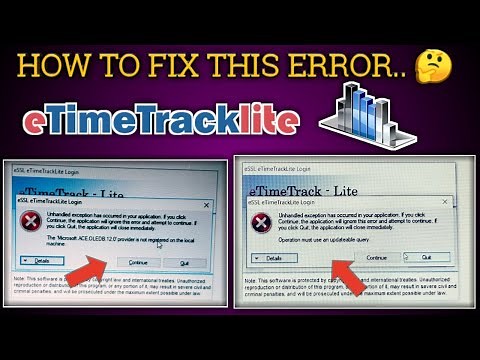 Unhandled Exception Error|eSSL|eTimeTrackLite Login Error Solved|'Microsoft.ACE.OLEDB.12.0'Error Fix