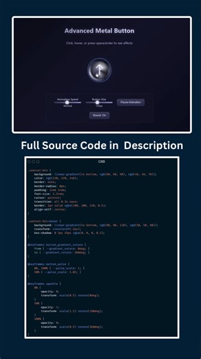 Advanced Metal Button UI Animation 🔥 Pure HTML CSS JavaScript