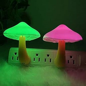 [ 2 Pack LED Mushroom Night Light Lamp with Dusk to Dawn Sensor,Plug in LED Bed Cute Mushroom Nightlight Night lamp Wall Light Baby Night Lights for Kids Children (Colorful)