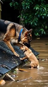 1.4M views · 86K reactions | German Shepherd Saves Puppy From Flood! #Rescue #Dogs #GermanShepherd | Jibrizy | Facebook