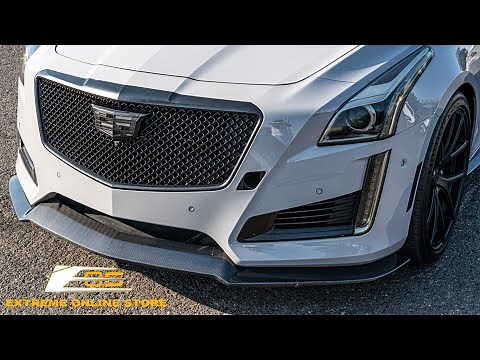 Extreme Online Store | Cadillac CTS Carbon Front Splitter. Side Skirts & Rear Spoiler Installation