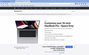 Apple India store delivery timings for Customised MacBook Pro 16 inch- 2022.