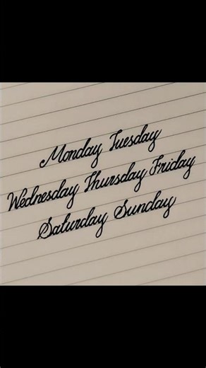 Days of week in beautiful cursive writing