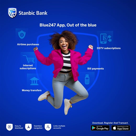Convenience redefined with our new Blue247 app! Download and register to enjoy a hassle-free digital experience that promises efficiency and reliability. #Blue247 | Stanbic Bank Zimbabwe