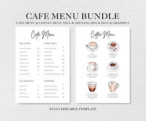 Coffee Menu Template Bundle, Minimalist Cafe Menu Template, Coffee Menu Price List, Menu Board Coffee Shop, Coffee Bride Menu, Welcome Sign - Etsy