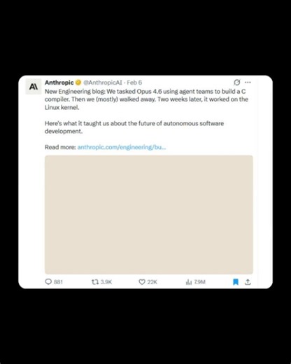 Artificial Intelligence (AI) Updates on Instagram: "Anthropic experimented with a new approach they call “agent teams”, where multiple Claude instances work in parallel on a shared codebase without active human intervention. To stress test it, they tasked 16 agents with writing a Rust-based C compiler, from scratch, capable of compiling the Linux kernel. Over nearly 2,000 Claude Code sessions and $20,000 in API costs, the agent team produced a 100,000-line compiler that can build Linux 6.9 on x8