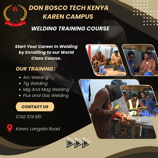 Don Bosco Boys Town on Instagram: "Hello Community, Still Accepting Intake For This World Class Welding Course. Check Details on Poster below. Thank You and Please share to your Friends. @followers DonBosco BoysTown Nairobi PropelA Apprenticeship Programme Don Bosco Tech Africa Don Bosco Boys Town"