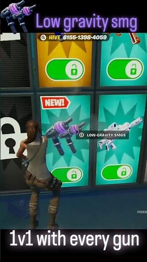 1v1 with every gun how to unlock Low Gravity SMGS #fortnite #secret