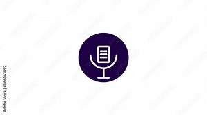 Voice recording and performance microphone button icon dark purple color animation on white background.