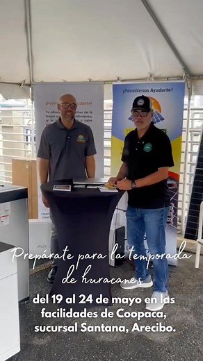 😎 Estaremos hasta el 24 de mayo en las facilidades de Coopaca, sucursal Santana, Arecibo, orientándoles sobre cómo prepararse para la #TemporadaDeHuracanes 🌪 con #SmartEcoTecnologies.☀️ ¡Les esperamos! | Smart Eco Technologies
