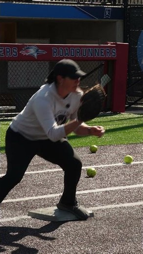 Long hop vs in-between hop as a softball first baseman