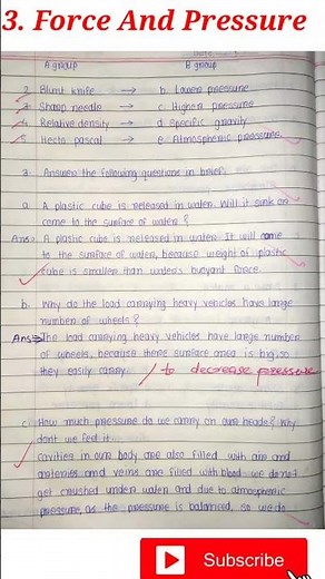 8th science chapter 3 question answer I force and pressure class 8 questions and answers I std 8th 3