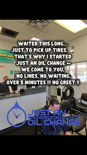 All this just to grab tires 😩 imagine waiting for an oil change like this… That’s why we pull up to you. 🚐💨 #JustAnOilChange #WeComeToYou #NoLines