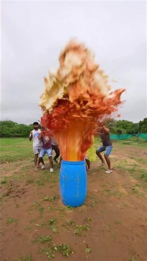 Pouring Chemical Into Barrel Creates Cloud-Like Explosion 🌩️ | Satisfying Science Experiment 🧪#short