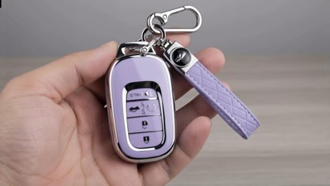 Soft TPU for Honda Key Fob Cover with Keychain, Key Case Shell Full Protection for Accord Civic HR-V CR-V Pilot Touring Accessories, 2021-2026, Blue-Silver Edge