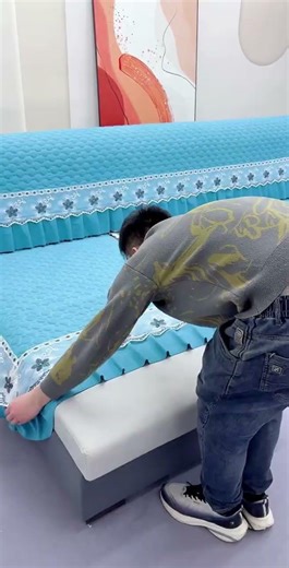 "A Girl Transforming Her Sofa with Beautiful Design Covers ✨ | Simple Sofa Makeover Ideas"#viral