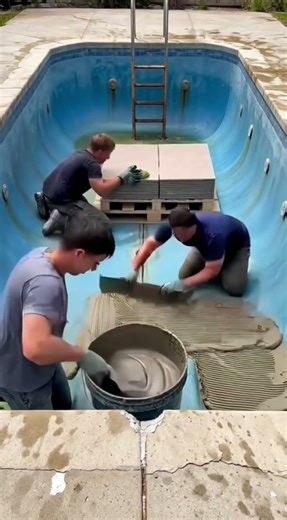 Suchy, popękany basen ogrodowy → Nowoczesny basen