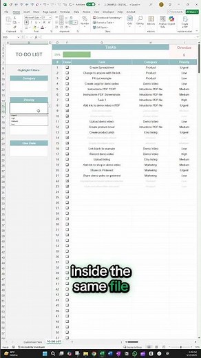 Project Management Tool - Digital To Do List Tracker Excel Spreadsheet Template
