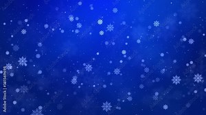snowfall Blue loop background for christmas and new year greeting cards, and invitations, and winter holiday season. glittering particles snowflake falling dust and shine lights. Celebration Greetings