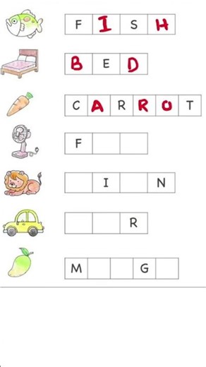 Quickly Solve the Fill in the Blanks English Worksheet! | Word Puzzle for Kids 🍎🦁