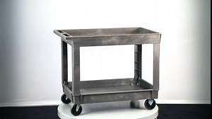 Lakeside 2523 Deep Well Utility Cart, Plastic, 2 Shelves, 500 lb. Capacity, Gray