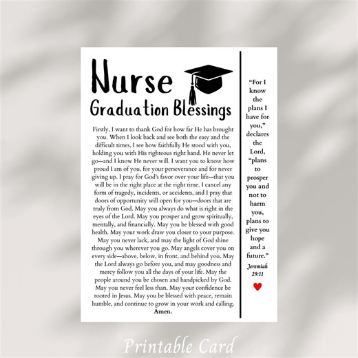 Nurse Graduation Blessing Card PRINTABLE RN Prayer Note Keepsake Christian Faith-based Gift Instant DIGITAL Download - Etsy Canada