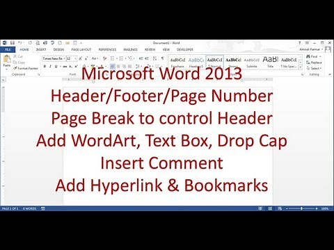 Microsoft Word 2013/2016 pt 6 (Header/Footer, Break, Bookmark, Comment)