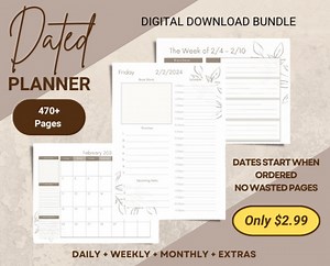 Time Block Digital Planner Download Bundle With Dates - Letter Size - Etsy