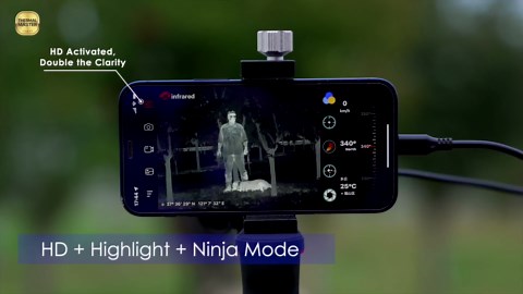 Xinfrared T2 Pro Thermal Night Vision Monocular for iPhone, Deer at 780+ Yards, Thermal Binoculars Scope Mate with HD Super Resolution, 15X Zoom Thermal Goggles for Hunting with Scope Mount - iOS