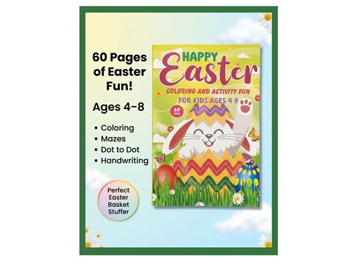 Happy Easter Coloring and Activity Book for Kids Ages 4-8: Coloring, Mazes, Dot to Dot, Puzzles and More! (60 Easter Spring Illustrations) - Etsy