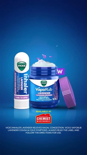 Vicks VapoRub Lavender - cough and cold relief for peaceful sleep. Always read the label and follow the directions for use | Chemist Warehouse
