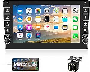 AMPrime Double Din Car Stereo Radio with Bluetooth, 8 Inch HD 1080P Touchscreen Monitor MP5 Car Multimedia Support WiFi, FM Radio, Mirror Link, GPS, Backup Camera, SWC