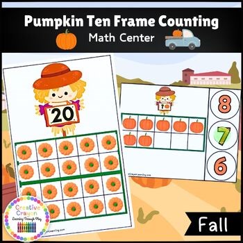 Fall Ten Frame Counting to 20 | Pumpkin Math Center for Kindergarten