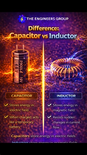 Capacitor Vs Inductor. #trendingnowreels #instrumentation #EngineeringReels #discount #LearnEngineering #fieldinstruments #engineersofinstagram #mcqchallenge #trendingpost #itistudent | The engineers group