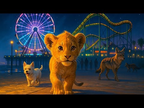 🦁 Simba Cubs’ Epic Journey to the Pier – Wild Animals, Ocean Views & a Night Under the Stars 🌙✨