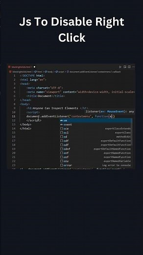 How to Disable Right Click #html #webdesign #webdevelopment #programming #css #javascript #js #code