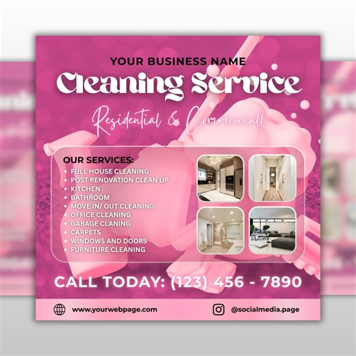 Cleaning Service Flyer Template, Housekeeping, Janitorial Services, House Maid Service, DIY, Canva - Etsy Australia