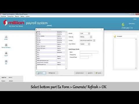 How to Generate EA Form After Million Payroll Version 3 2021 Year