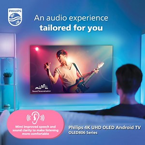 Mimi Sound Personalization technology that comes equipped in Philips TV OLED806 series provides viewers with the optimum sound quality to the viewer's individual hearing ability by taking a short hearing test. Adding your hearing test profile to the TV, turn Mimi On and adjust to your preference. The result is sound reproduction optimized for your hearing profile, increased sound quality and a more pleasant TV experience, providing both visual 🎞️ and auditory 👂 enjoyment. #PhilipsTV #MimiSound