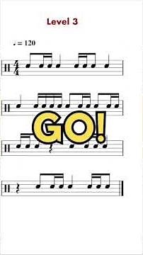 6 levels of rhythm sight reading at 120 BPM | #rhythm #sightreading #drumming