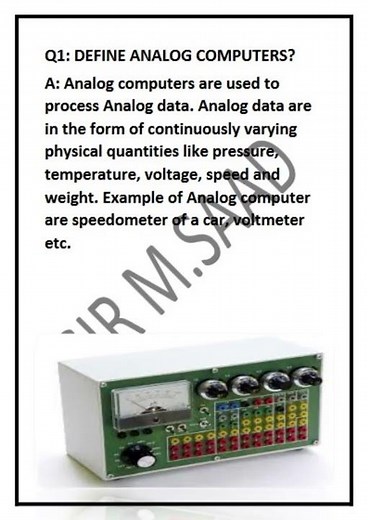 Computer Class 9 Analog Computer Define
