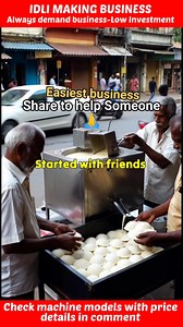 Automatic Idli Making Business | Low Investment High Profit ideas Daily demand. 🔥 Check Machine price, setup cost, daily production capacity, and profit details. https://IndiaMART.in/v/qNb2oRl9 Start a profitable food business with a small setup. Idli sells every morning. Fast turnover. Repeat customers. Why this business works • Everyday breakfast staple • Strong local demand • Simple production process • Low raw material cost • Suitable for home and small units What you need • Idli batter gri