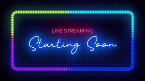 Live Streaming Starting Soon Neon Sign Loop Animation, Stream Overlays Neon Lights on Brick Wall