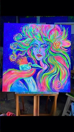 Celestial Aphrodite 💫🌸 | The Goddess of Light and Dreams – UV Fluorescent Art ✨