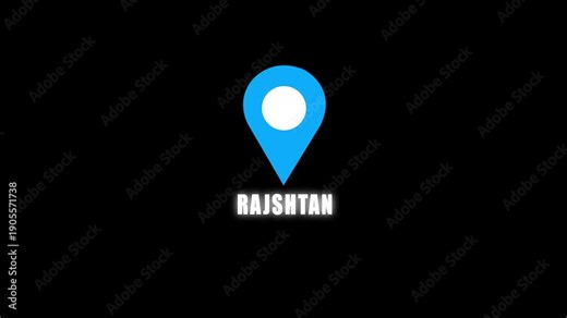 Location pin icon for Rajsthan map marker on black background representing travel destination geography navigation and tourism for business presentation