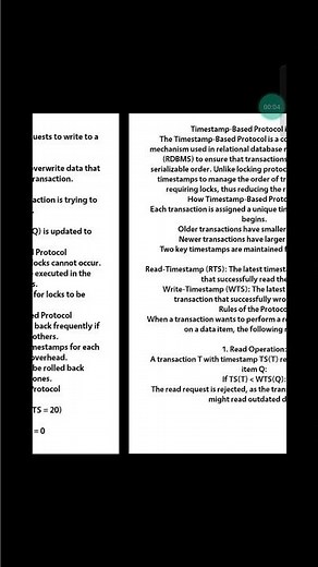 Timestamp-Based Protocol in RDBMS | Concurrency Control Explained with Examples