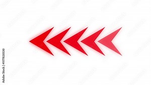 Animation of red arrows, isolated on transparent background with alpha channel. Animation of seamless loop Can be used to compose various media such as news