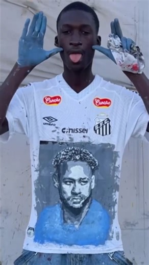 TNT Sports Brasil on Instagram: "E ESSA PINTURA DO NEYMAR NA CAMISA DO SANTOS!! 😱😍🐋 Simplesmente, o cara desenhou o Príncipe da Vila vendado!! Quem queria uma dessa?! 📹: Instagram/@makhpro_painting_"