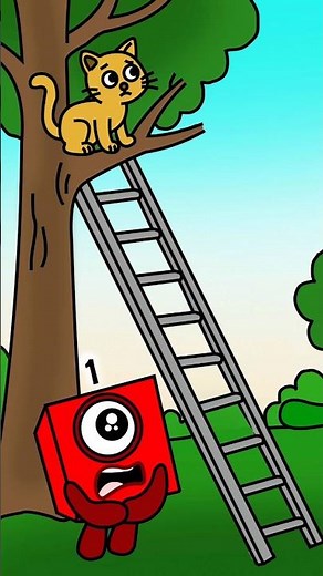 Numberblocks 4 and NB 3 Rescue a Cat in the Tree - Numberblocks Coloring Story #shorts
