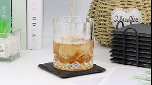 Slate Stone Coasters, 8 Pieces Round Drink Coaster Handmade Natural Coaster DIY Stone Coasters for Drinks Cup Coaster for Drink Bar Kitchen and Home Decor, 4 Inches